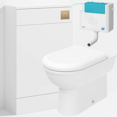 Bubly Bathrooms D Shape Back to Wall Toilet with 500mm WC Unit & Side ...