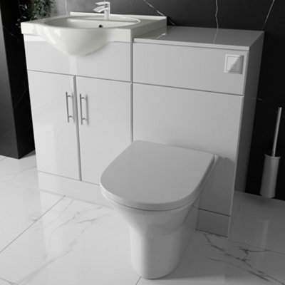 Bubly Bathrooms™ Integrated Vanity & WC Unit Set - Gloss White 1050mm ...