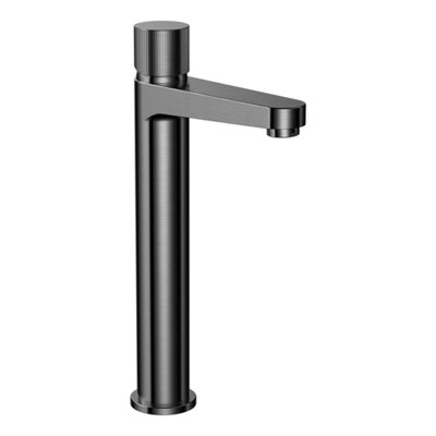 Bubly Bathrooms Luxury Gunmetal Fluted Basin Set Tall Tap Bath Mixer Waste
