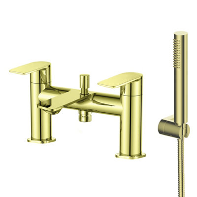 Bubly Bathrooms Modern Brushed Brass Blade Bath Shower Mixer Tap ...