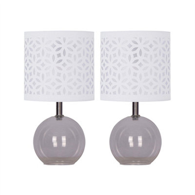 Buck - Clear Glass Table Lamp with White Laser Cut Shade