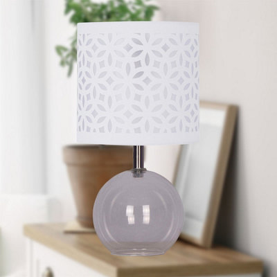 Buck - Clear Glass Table Lamp with White Laser Cut Shade