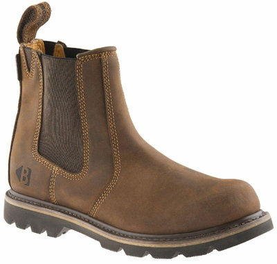 Buckbootz Leather Non-Safety Dealer Boots - B1300 Dark Brown Crazy Horse