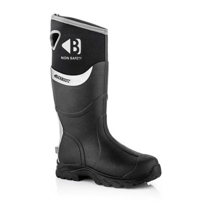 Buckbootz Walkerz Black reflective non-safety waterproof rubber ...