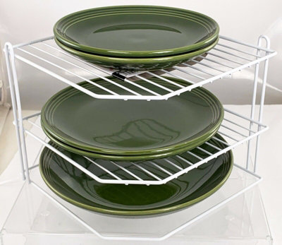 Buckingham 3 Tier Corner Plate Kitchen Cupboard Organiser Tidy Storage ...