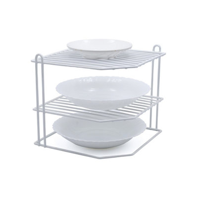 Buckingham 3 Tier Corner Plate Kitchen Cupboard Organiser Tidy Storage ...