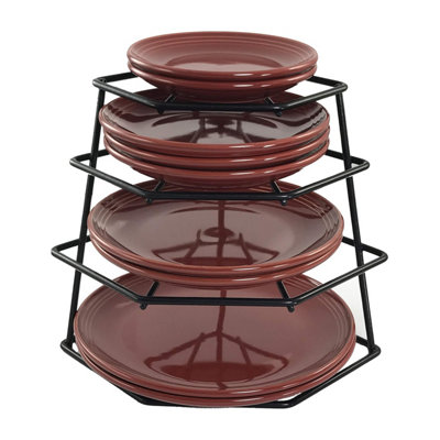 Buckingham 4-Tier Black Corner Kitchen Rack Space Saving Plate, Bowl ...