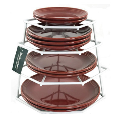 Buckingham 4-Tier White Corner Kitchen Rack Space Saving Plate, Bowl ...