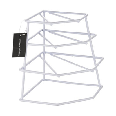 Buckingham 4-Tier White Corner Kitchen Rack Space Saving Plate, Bowl ...