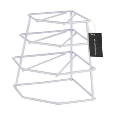 Buckingham 4-Tier White Corner Kitchen Rack Space Saving Plate, Bowl ...