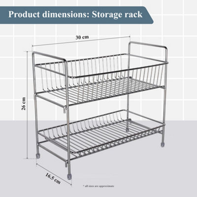 Buckingham Chrome 2-Tier Freestanding Storage Rack 30cm Multi-Purpose ...
