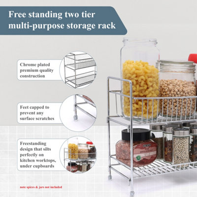 Buckingham Chrome 2-Tier Freestanding Storage Rack 30cm Multi-Purpose ...