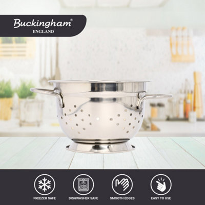 Buckingham Deep Colander Stainless Steel Strainer with Strong Round ...