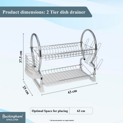 Buckingham Deluxe 2 Tier Dish Drainer Chrome Plated Kitchen Organizer ...