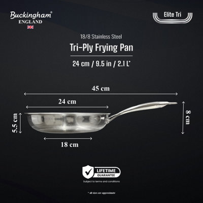Buckingham Elite-Tri 18/8 Stainless Steel Frying Pan 24 cm / 2.1 Litre ...