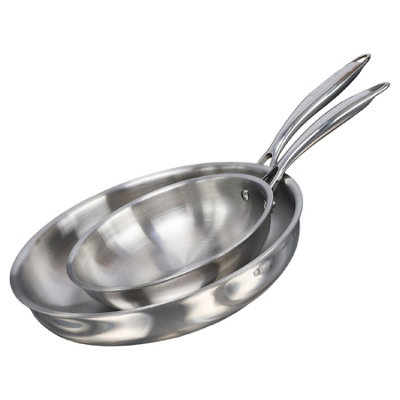 Buckingham Elite-Tri 18/8 Stainless Steel Frying Pan Set of 2, Uncoated.