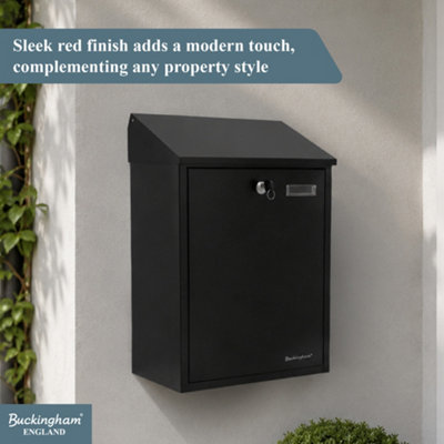 Buckingham Extra Large Black Wall Mounted Lockable Post Box