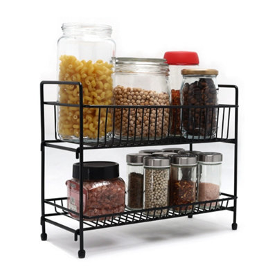 Buckingham Freestanding 2 Tier Multi-Purpose Storage Rack 30 cm - Black