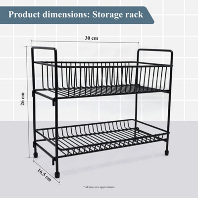 Buckingham Freestanding 2 Tier Multi-Purpose Storage Rack 30 cm - Black