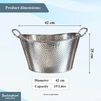 Buckingham Hammered Stainless Steel Beverage Tub 19 Litres (42 cm ...