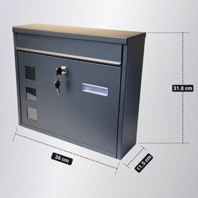 BUCKINGHAM LETTER BOX WALL MOUNTED LARGE STEEL LOCKABLE MAIL POST ...
