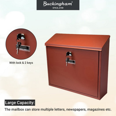 Buckingham Letter Box Wall Mounted Large Steel Lockable Mail Post ...