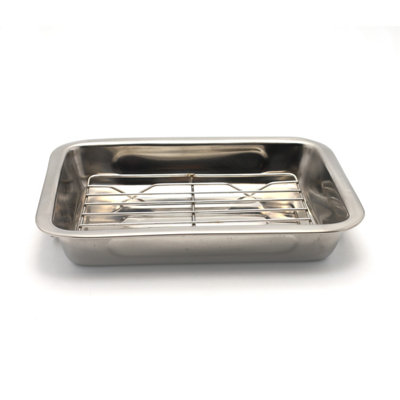 Buckingham Open Roasting Pan with Rack 32 cm x 24 cm , Stainless Steel