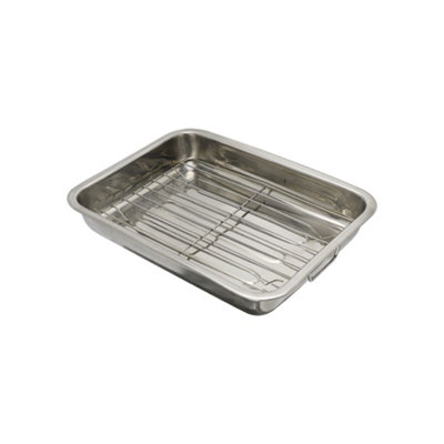 Buckingham Open Roasting Pan with Rack 37 cm x 28 cm , Stainless Steel