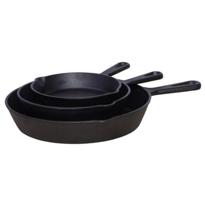 Buckingham Pre-Seasoned Cast Iron Set of 3 Frying Skillet Pan 16 , 20 ...