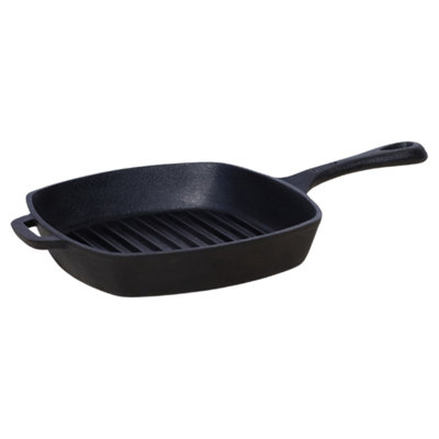Buckingham Pre-Seasoned Cast Iron Square Grill Skillet Pan 26 cm