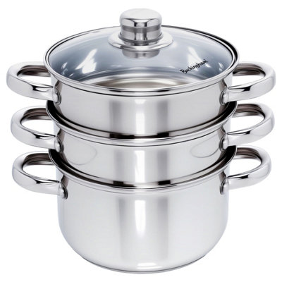 Buckingham Premium Induction Stainless Steel Three Tier Steamer Set 18 cm