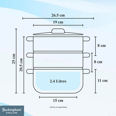 Buckingham Premium Induction Stainless Steel Three Tier Steamer Set 18 cm
