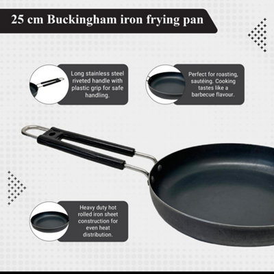 Buckingham Premium Iron Fry Pan Skillet Sauté Pan 25 cm