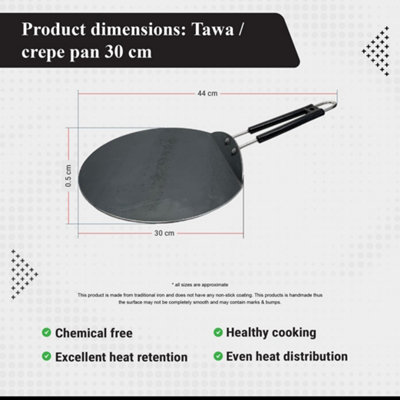 BUCKINGHAM PREMIUM IRON TRADITIONAL CREPE TAWA PAN 30 CM