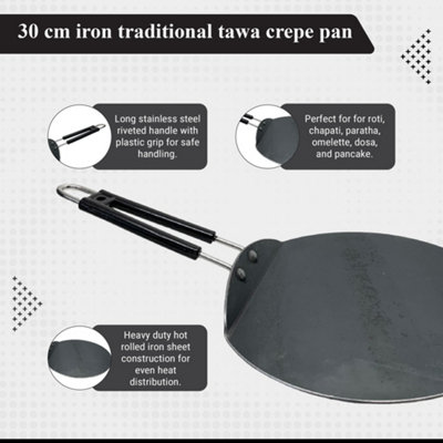 BUCKINGHAM PREMIUM IRON TRADITIONAL CREPE TAWA PAN 30 CM