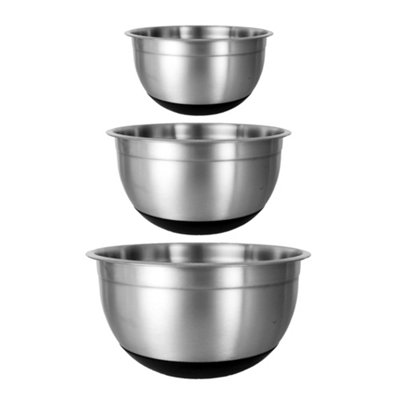 Buckingham Salad Mixing Bowls Designer Set of 3 Stainless Steel Base ...