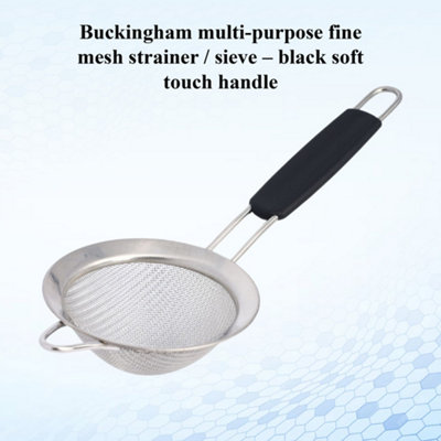 Buckingham Stainless Steel Fine Mesh Sieve Strainer 8 cm Black Handle