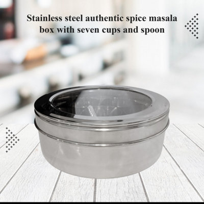 Buckingham Stainless Steel Massala Dabba set , 7 cups + 1 Spoon , 20.5 ...