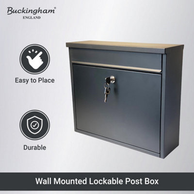 Buckingham Wall Mounted Large Steel Lockable Mail Post Letter Box ...
