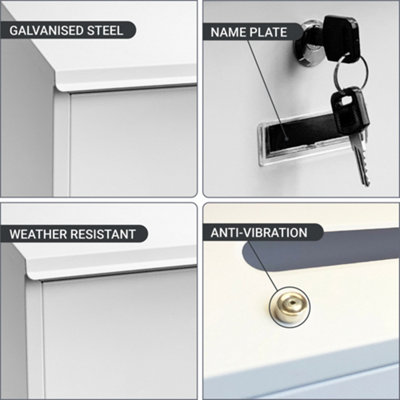 Buckingham Wall Mounted Large Steel Lockable Mail Post letter Box ...