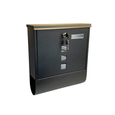 BUCKINGHAM WALL MOUNTED LOCKABLE POST BOX BLACK STEEL MAILBOX
