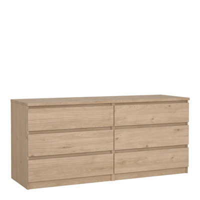 Budapest Wide Chest of Drawers in Natural Oak Effect, 6 Drawers