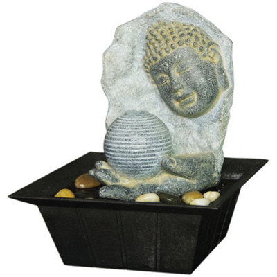 Buddha Plaque Tabletop Indoor Fountain Water Feature with Pebbles
