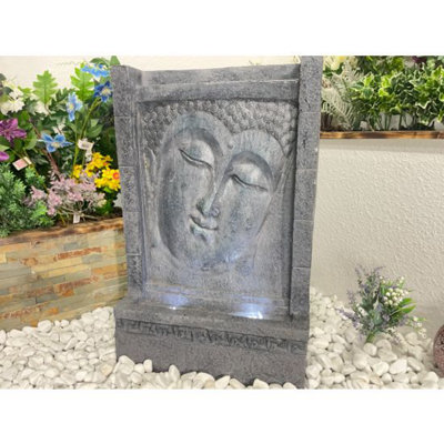 Buddha Wall Solar Powered Water Feature With Cover