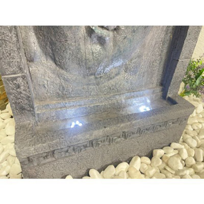 Buddha Wall Solar Powered Water Feature With Cover
