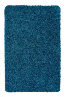 Buddy Teal Washable Plain Rug By Origins-67 X 300cm (Runner)