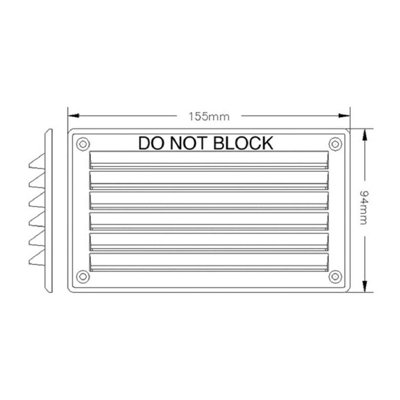 Buff Louvre Air Vent 6" x 3" Plastic Grille for Internal and External Use