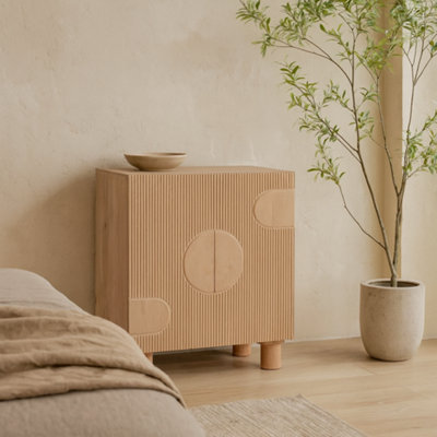 Buffalo Small Mango Wood 2-Door Cabinet in Natural Finish