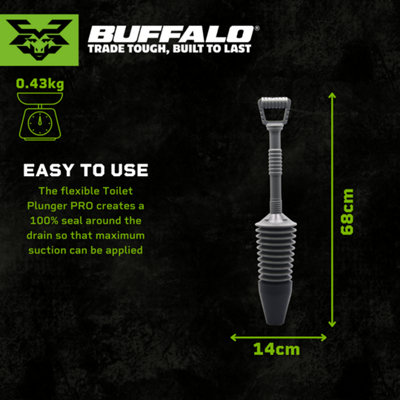 Buffalo Toilet Plunger PRO with Rubber Seal
