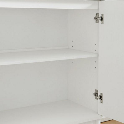 Buffet Cabinet w/ Storage - 2-Door Fluted Sideboard, 80cm Wide x 83cm Tall